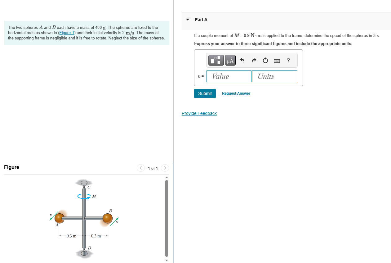 Solved The two spheres A and B each have a mass of 400 g. | Chegg.com