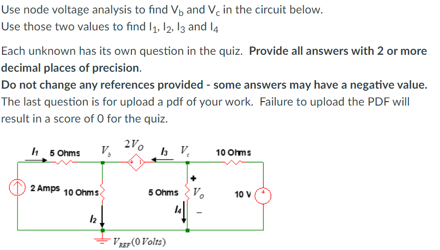 Solved Use node voltage analysis to find Vb and Vc in the | Chegg.com