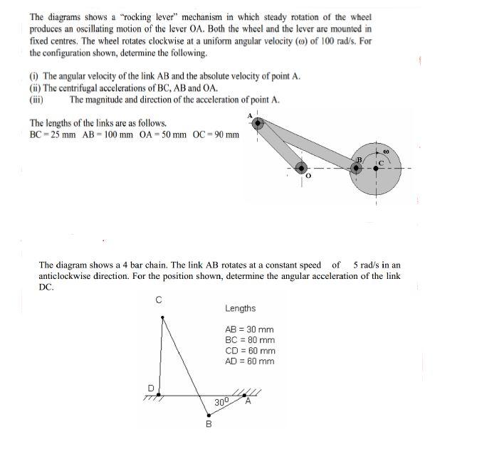 Solved The diagrams shows a "rocking lever" mechanism in | Chegg.com