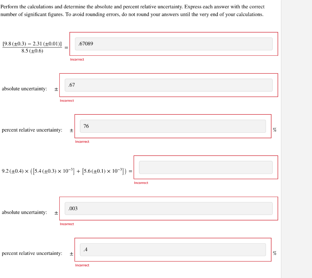 Solved Perform the calculations and determine the absolute | Chegg.com