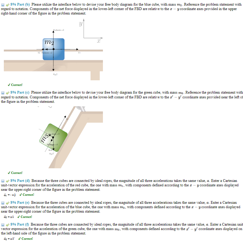 Solved (7\%) Problem 9: Three cubes are connected by ideal, | Chegg.com