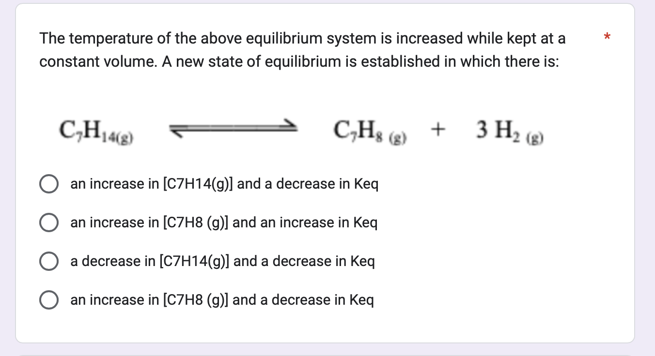 Solved The temperature of the above equilibrium system is | Chegg.com
