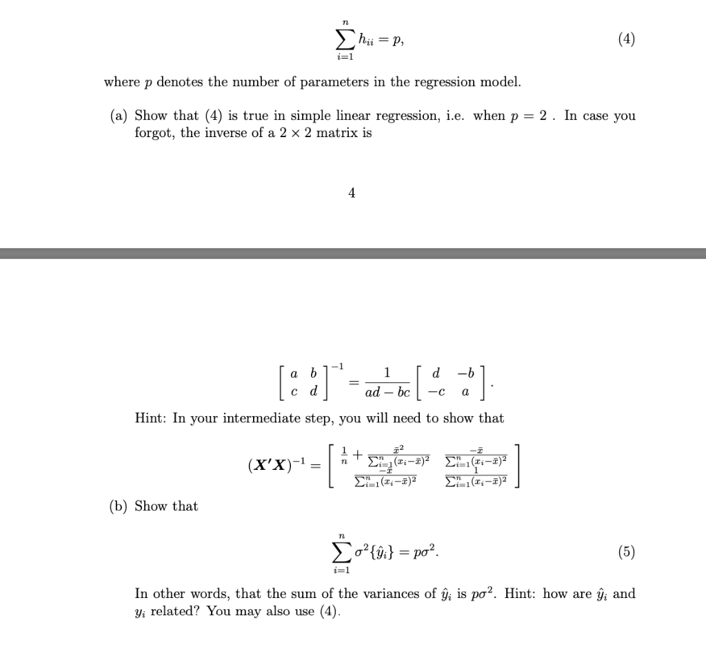 3. (No R Required) Cook's distance has the equivalent | Chegg.com