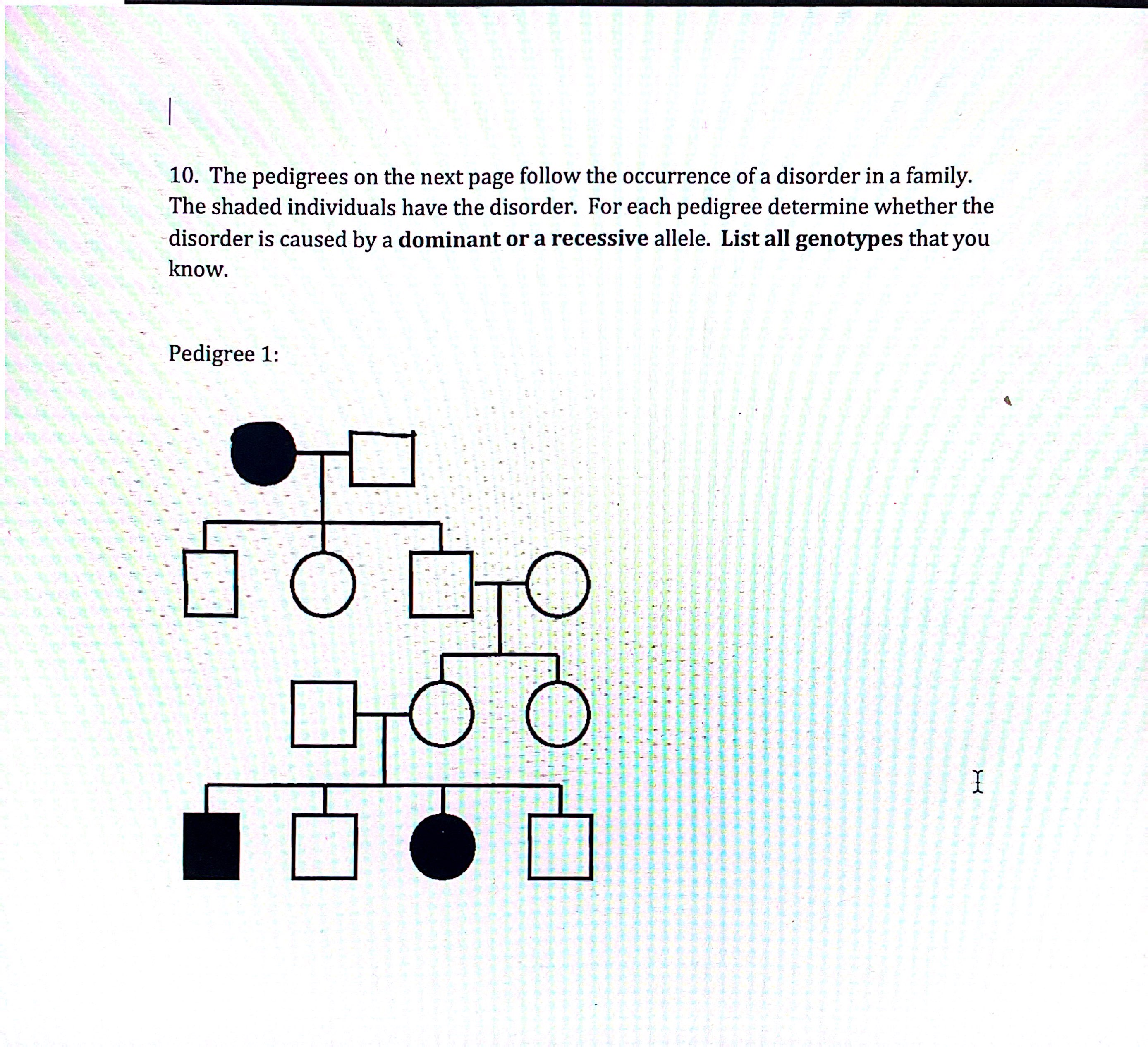 Solved The pedigrees on the next page follow the occurrence | Chegg.com