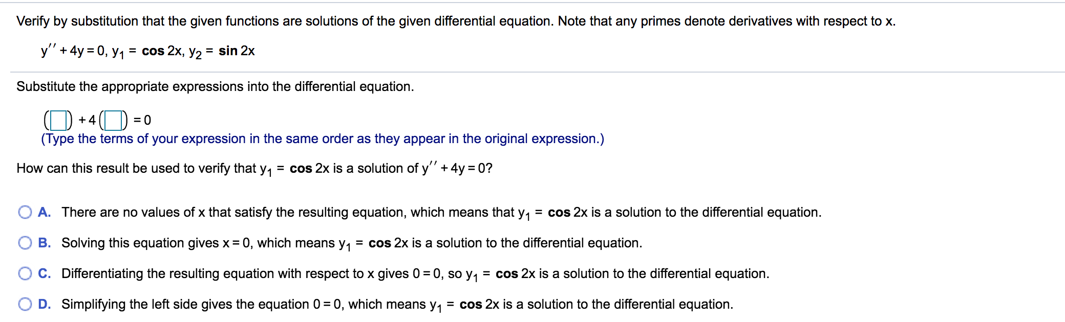 Solved Verify by substitution that the given functions are | Chegg.com