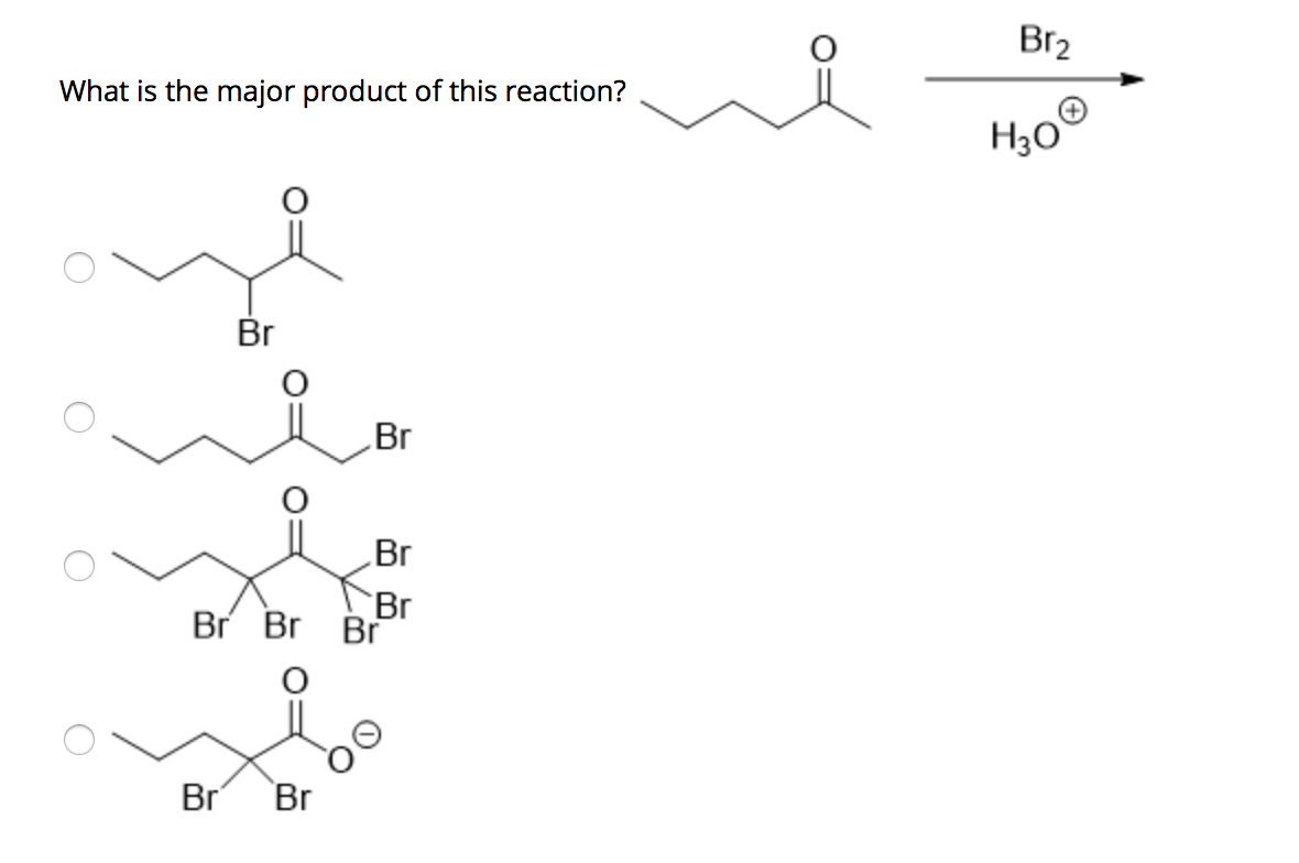 Solved Br2 What is the major product of this reaction? H30 | Chegg.com