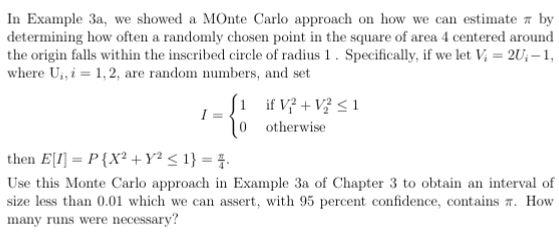 In Example 3a, we showed a MOnte Carlo approach on | Chegg.com