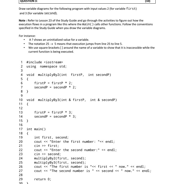 Solved QUESTION 3: (10) Draw variable diagrams for the | Chegg.com