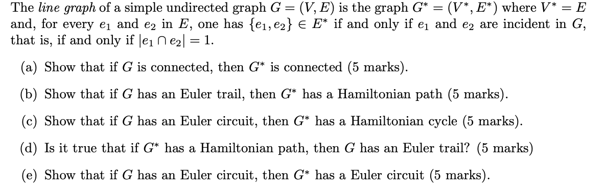 Solved The line graph of a simple undirected graph G = (V, | Chegg.com