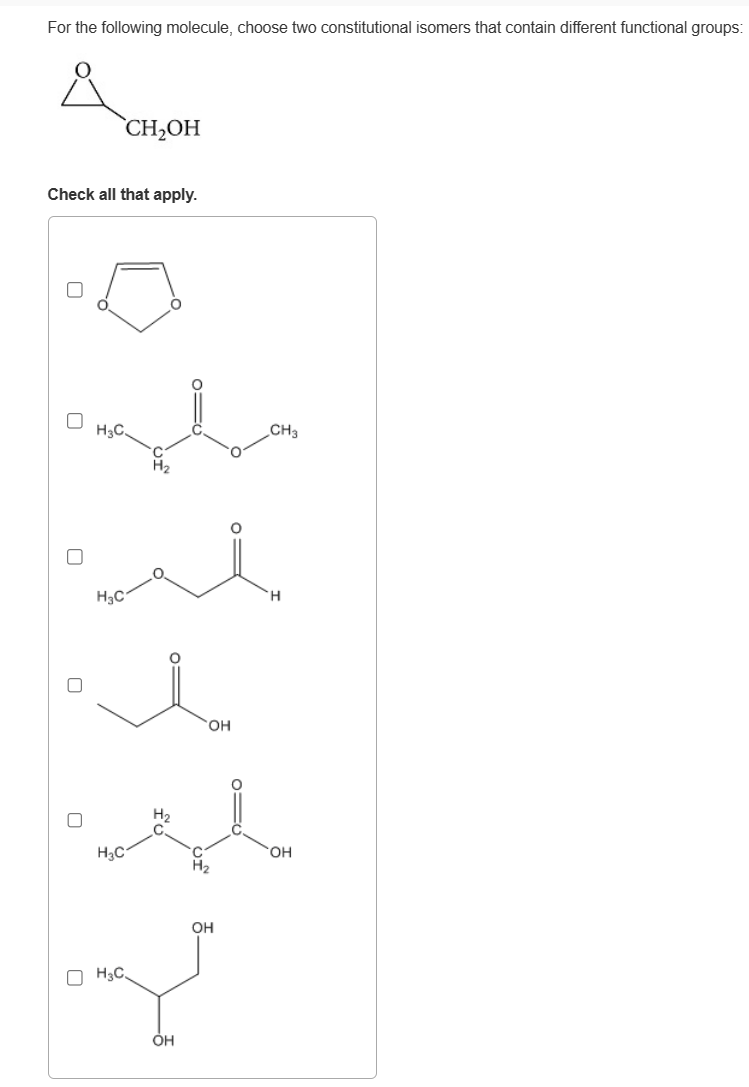 Solved For the following molecule, choose two constitutional | Chegg.com
