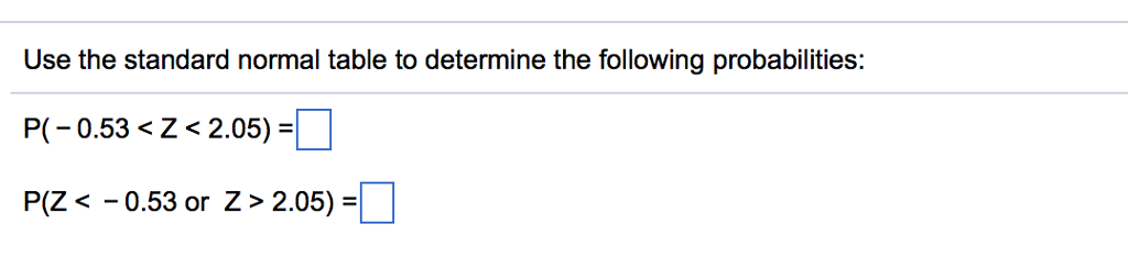 Solved Use the standard normal table to determine the | Chegg.com