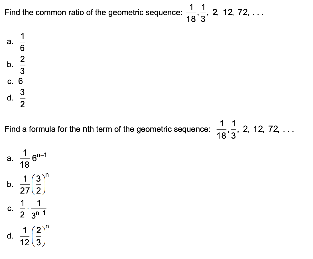 Solved Find the common ratio of the geometric sequence: 1 1 | Chegg.com