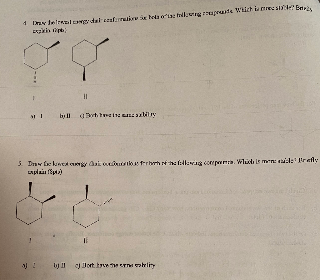 Solved 4. Draw the lowest energy chair conformations for | Chegg.com