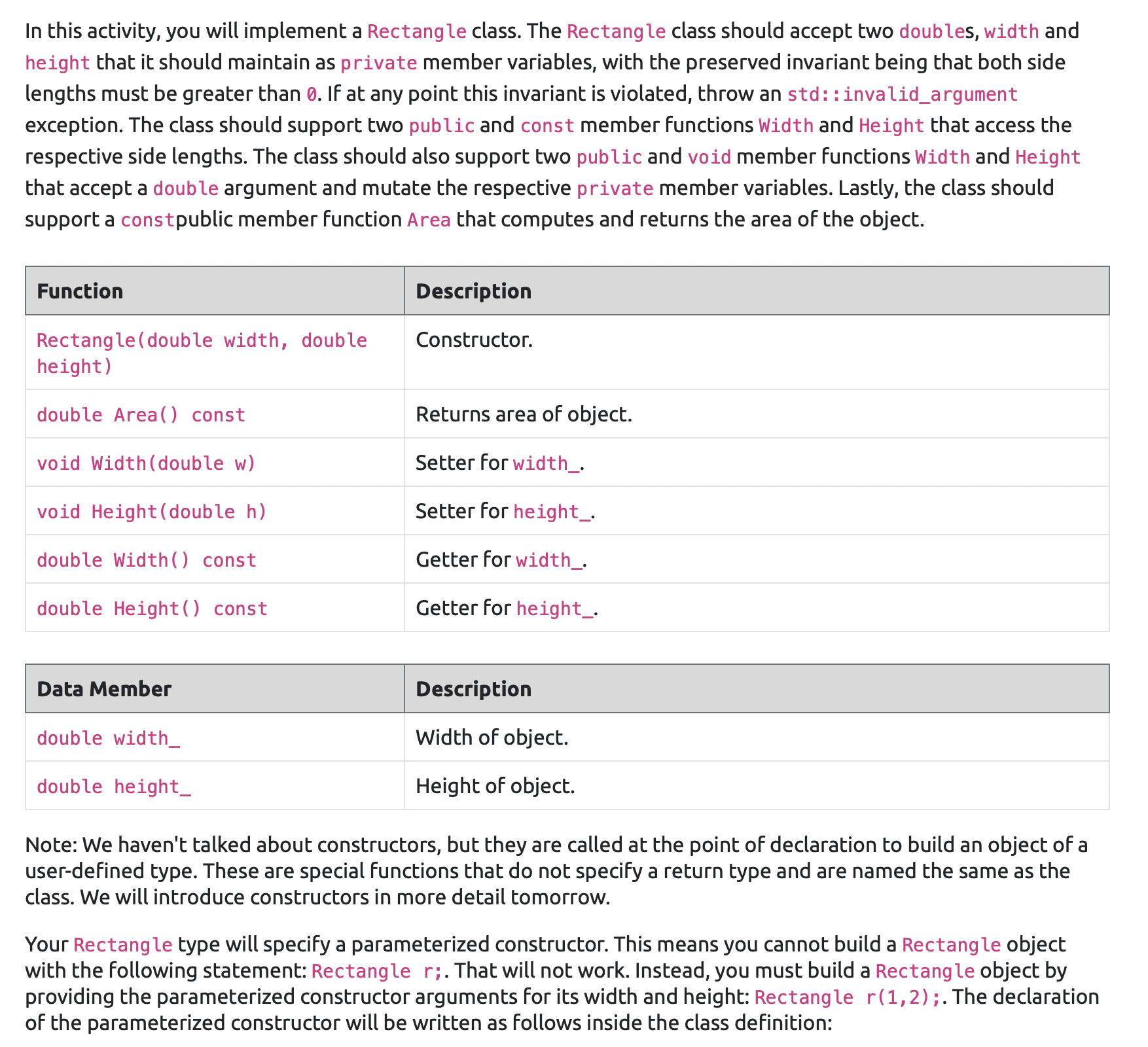 Solved In this activity, you will implement a Rectang le | Chegg.com