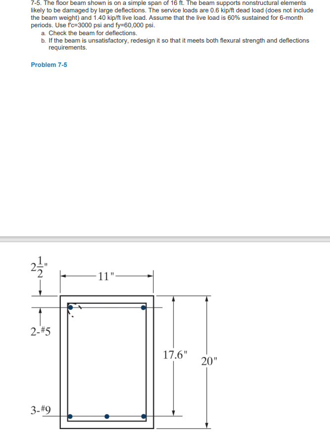 Solved 7-5. The floor beam shown is on a simple span of | Chegg.com