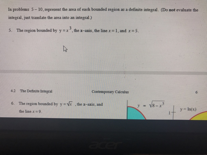 Solved In problems 5-10, represent the area of each bounded | Chegg.com