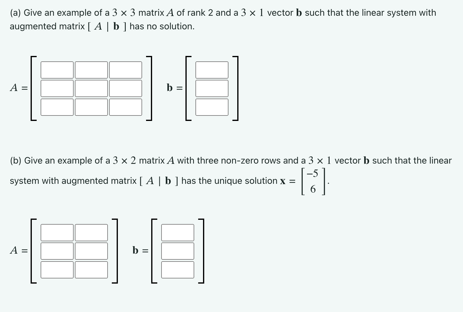 Solved (a) Give an example of a 3×3 matrix A of rank 2 and a | Chegg.com