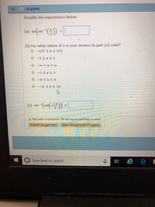 Solved 11. 0-3 points Simplify the expressions below. (a) | Chegg.com