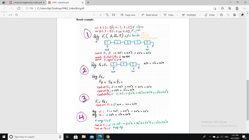 Solved Q1: Polynomials can be represented as a sorted linked | Chegg.com