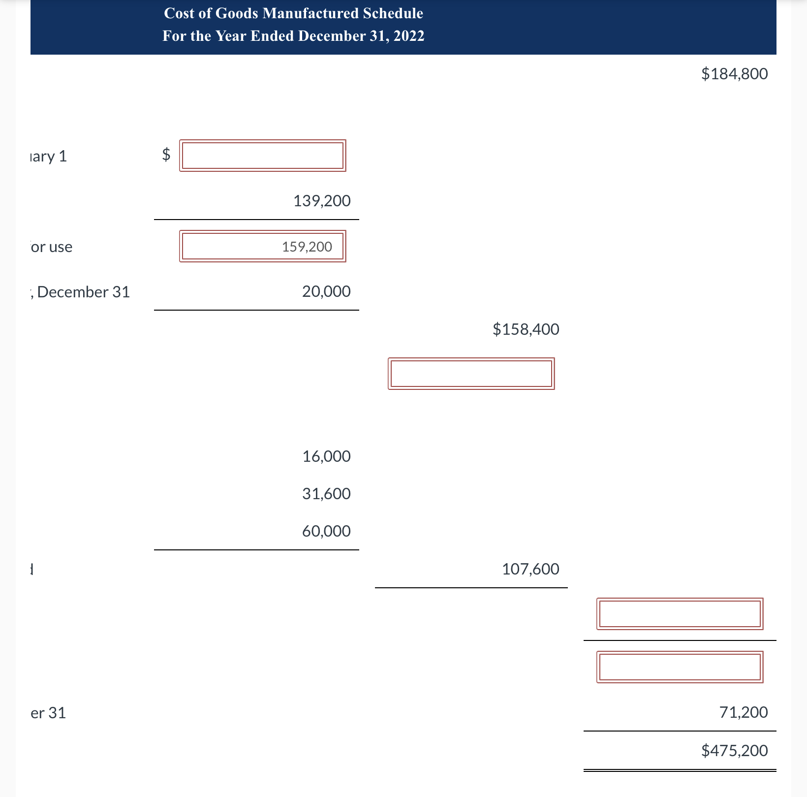 Cost of Goods Manufactured Schedule For the Year | Chegg.com