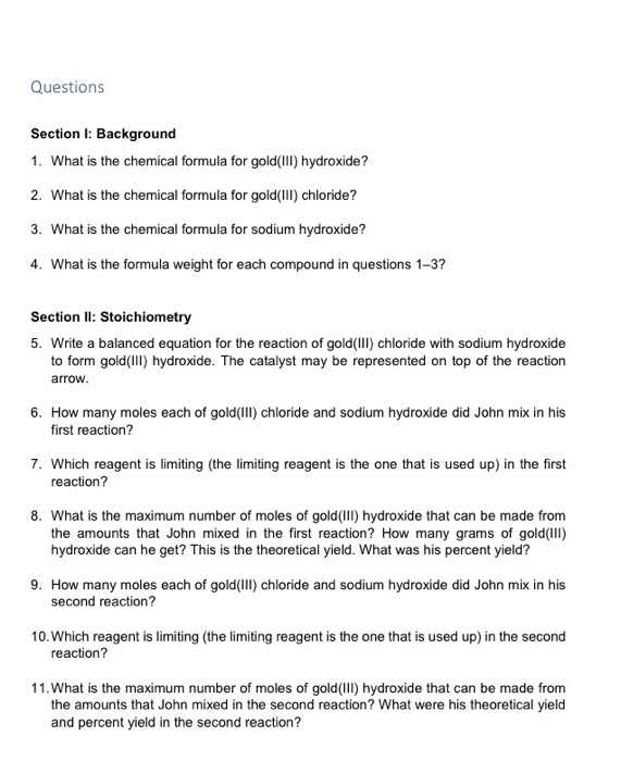 Solved Questions Section I: Background 1. What is the | Chegg.com
