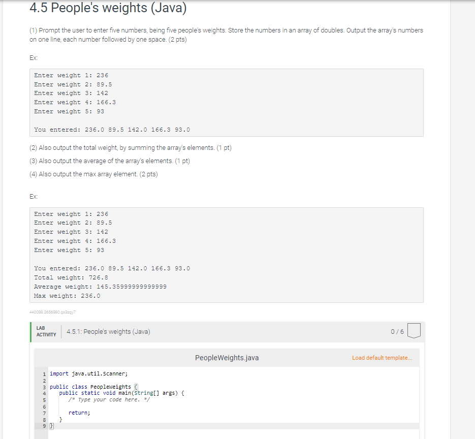 Solved (1) Prompt the user to enter five numbers, being five | Chegg.com