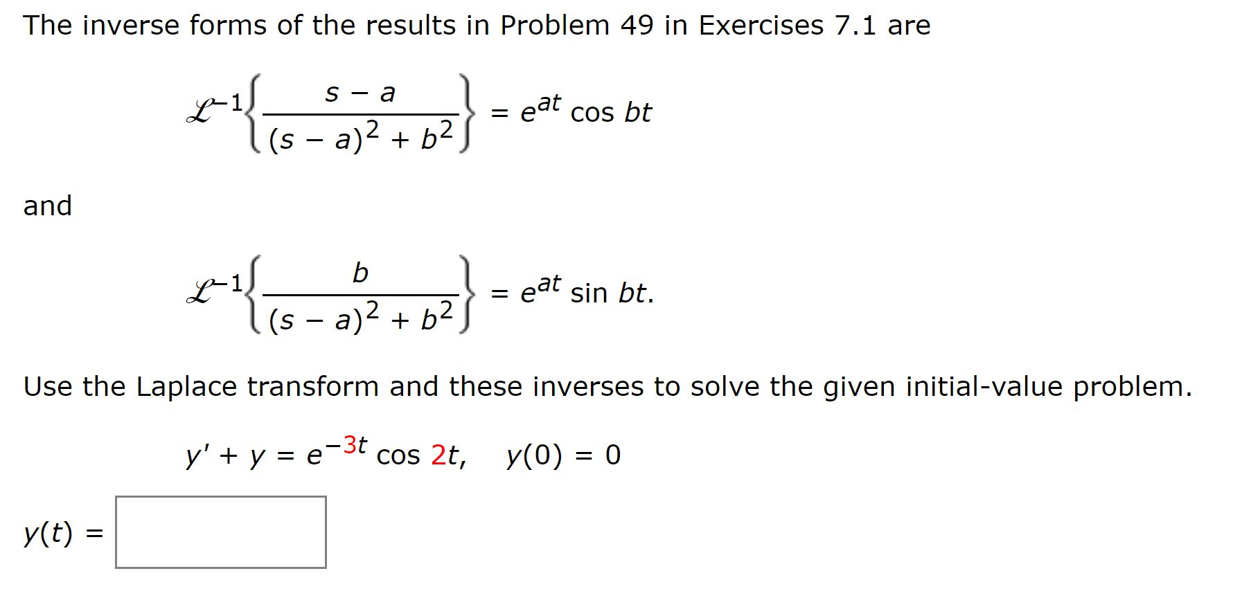 Solved The inverse forms of the results in Problem 49 in | Chegg.com