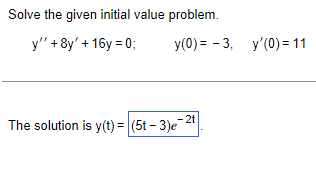 Solved Solve the given initial value problem. | Chegg.com