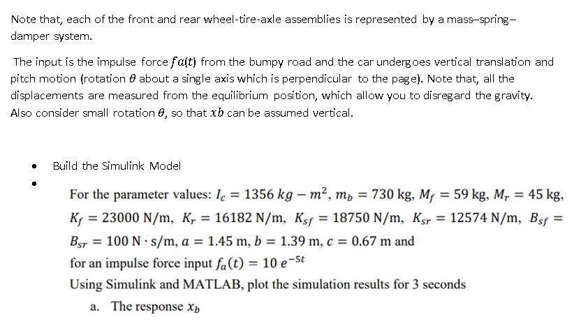 Solved As shown in Figure 1, a half-car can be modeled as an | Chegg.com