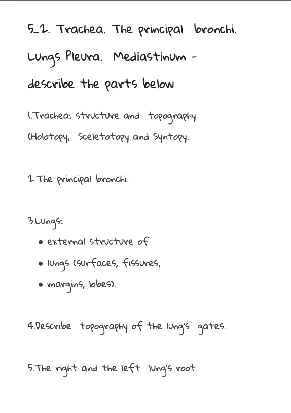 Solved 5_2. Trachea. The principal bronchi. Lungs | Chegg.com
