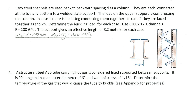 3. Two steel channels are used back to back with | Chegg.com