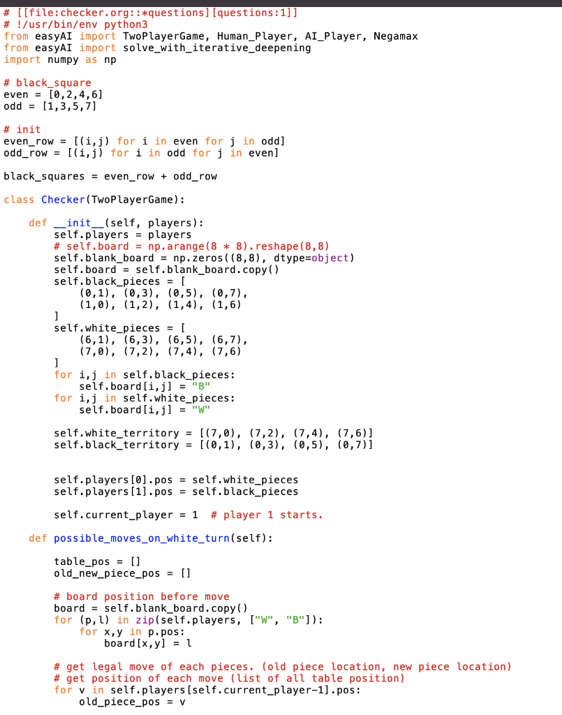 Solved I need help complete coding a checkers game in | Chegg.com