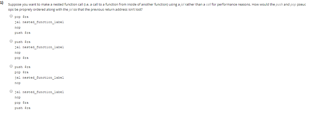 Solved 1 Suppose You Want To Make A Nested Function Call 1425