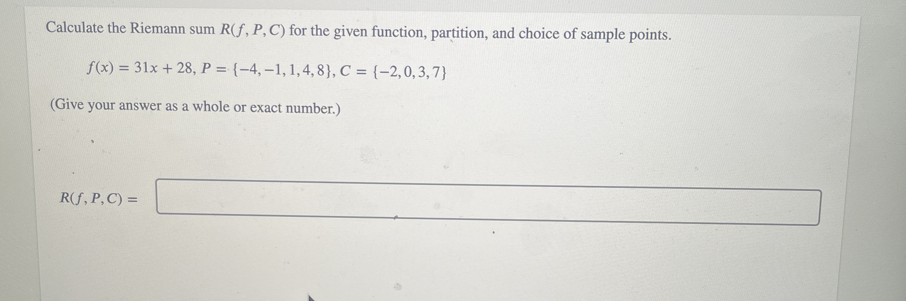 Solved Calculate The Riemann Sum Rfpc For The Function 