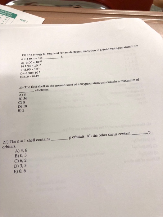 Solved 16) An electron cannot have the quantum numbersnml A) | Chegg.com