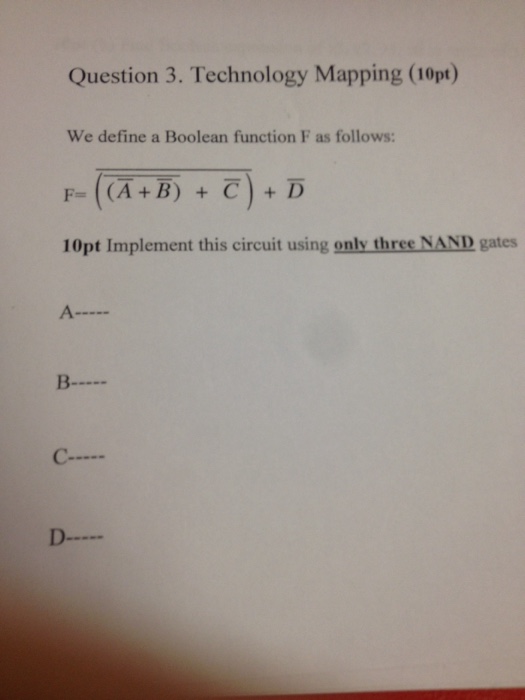 Solved Question 3. Technology Mapping (10pt) We define a | Chegg.com
