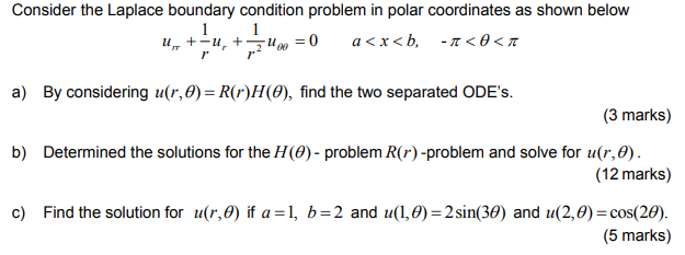 Solved Consider the Laplace boundary condition problem in | Chegg.com