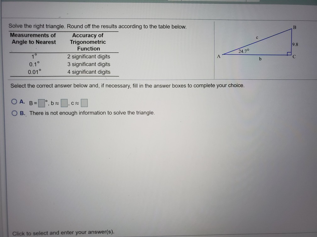 Solved Solve the right triangle. Round off the results | Chegg.com