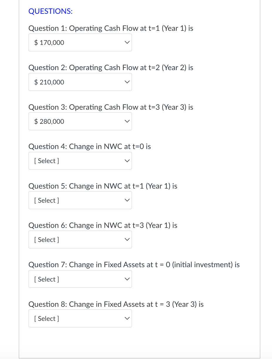 Solved THIS PROBLEM HAS 8 QUESTIONS. EACH QUESTION HAS 4 | Chegg.com