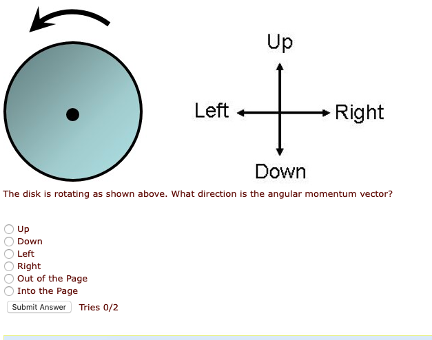 Solved Left + → Right Down The disk is rotating as shown | Chegg.com