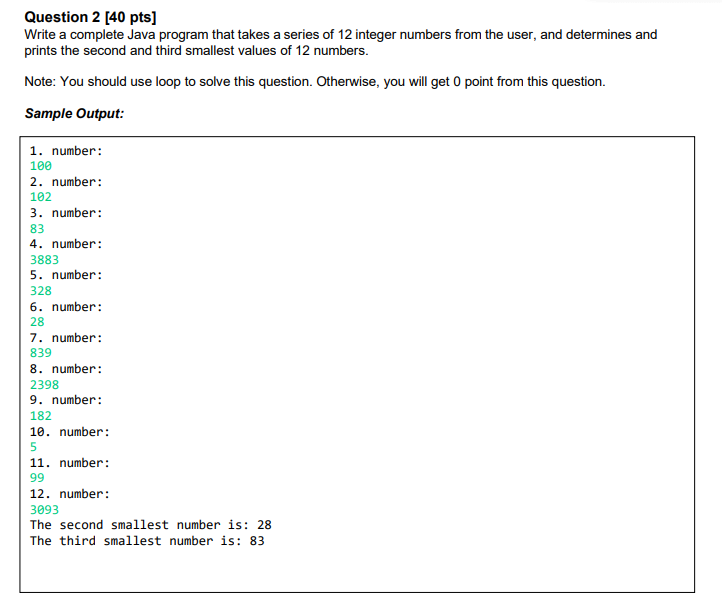 Solved Question 2 [40 pts] Write a complete Java program | Chegg.com