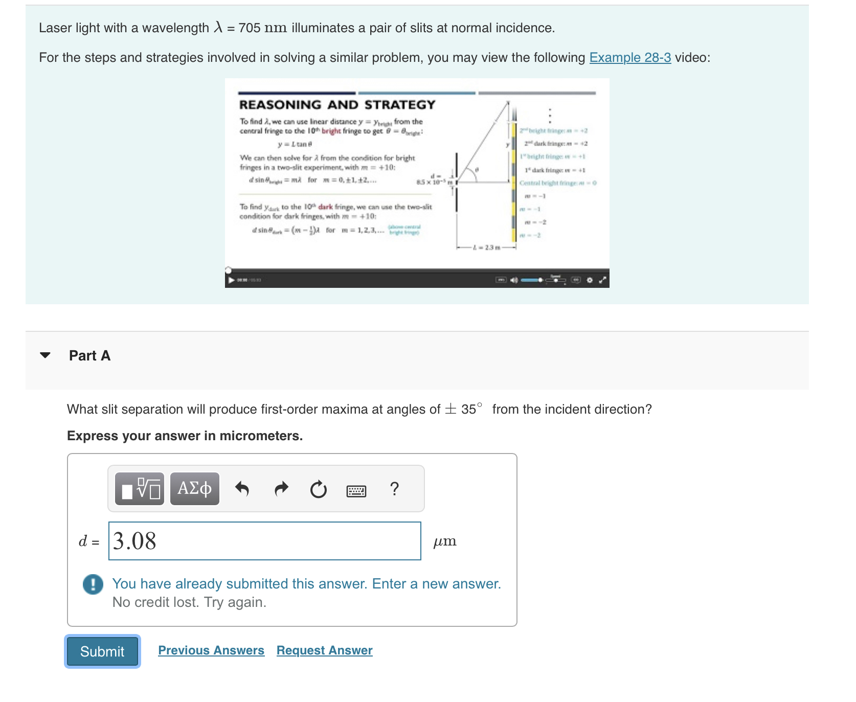 Solved What slit separation will produce first-order maxima | Chegg.com