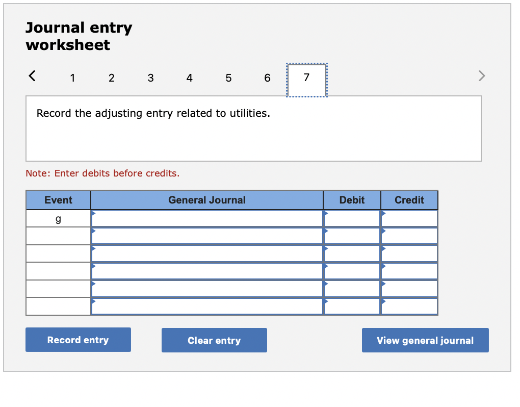 Journal entry worksheet