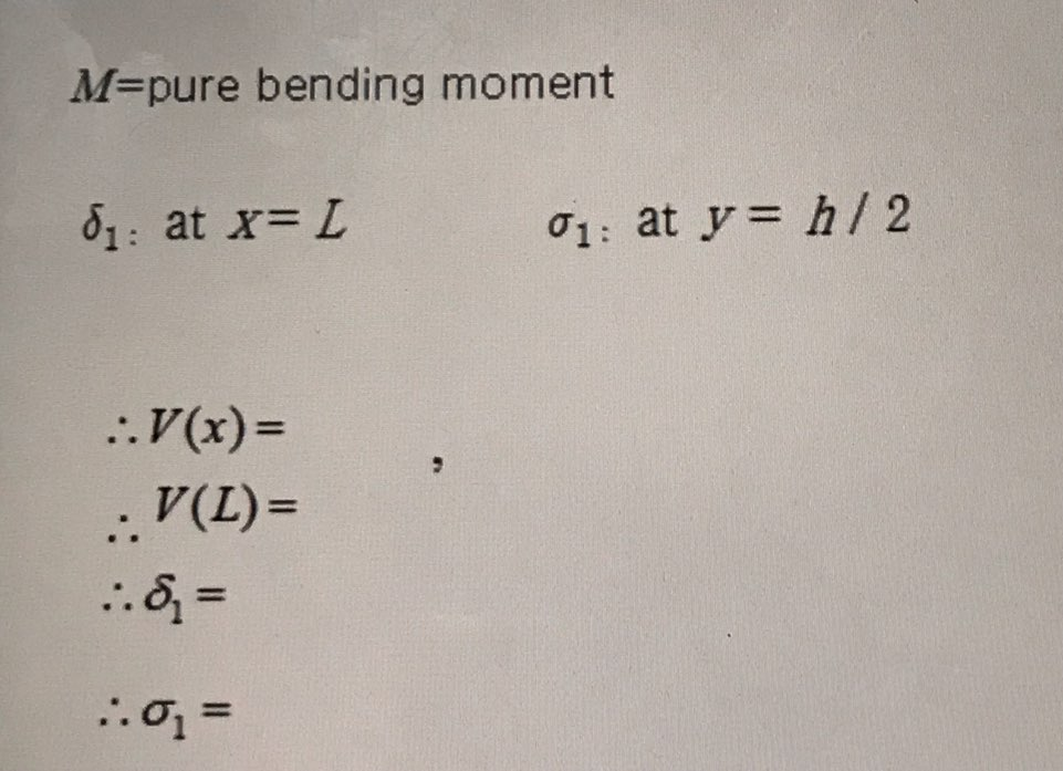 Solved M=pure bending moment 81: at x= L 01: at y= h / 2 | Chegg.com