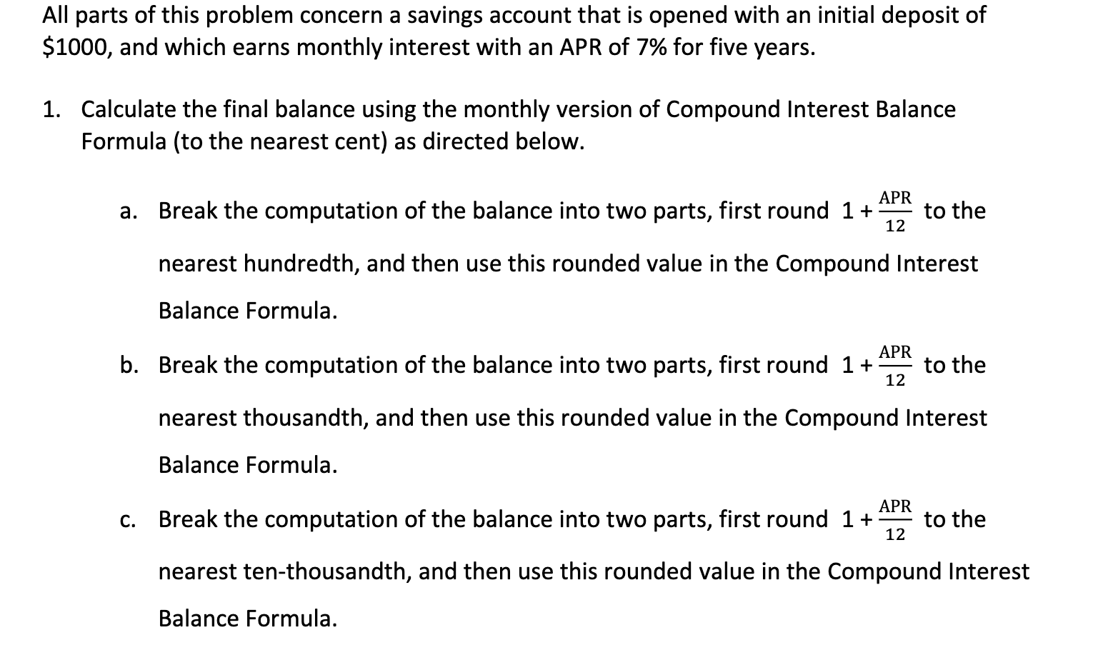 Solved All parts of this problem concern a savings account | Chegg.com