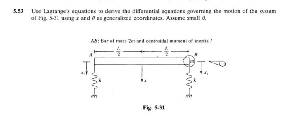 Solved 5.53 Use Lagrange's equations to derive the | Chegg.com