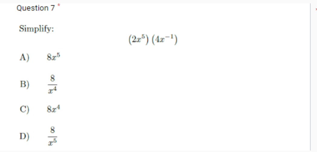 Solved Question 1 * Simplify: :- 1 A ) B) C) 6 7 18 23 18 23 | Chegg.com