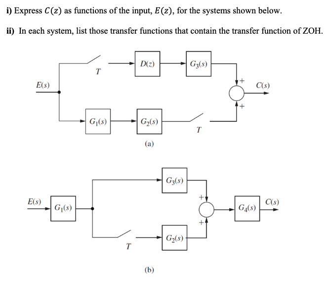 Solved i) Express C(2) as functions of the input, E(2), for | Chegg.com