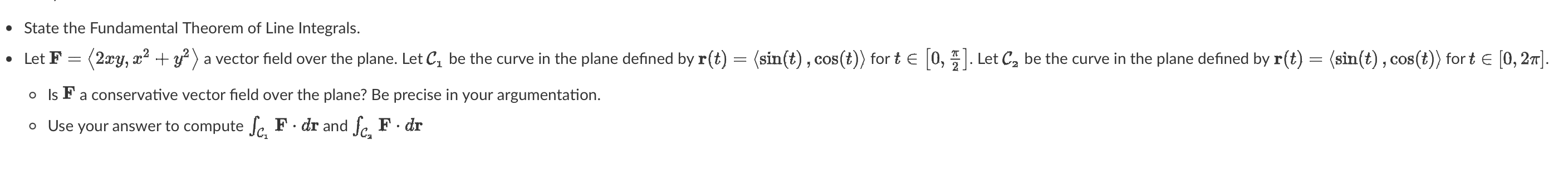 Solved State the Fundamental Theorem of Line Integrals. - | Chegg.com