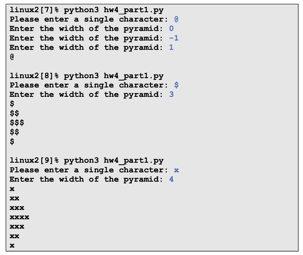 Solved write code to draw a sideways pyramid with a | Chegg.com